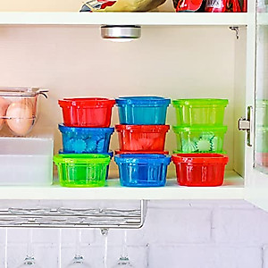 Hotop 30 Pieces Baby Food Storage Freezer Containers, 6.8 oz Plastic Baby Food Jars with Leakproof Lids, Small Baby Blocks Snack Containers and White Sticker Label for Infant Babies, 3 Colors