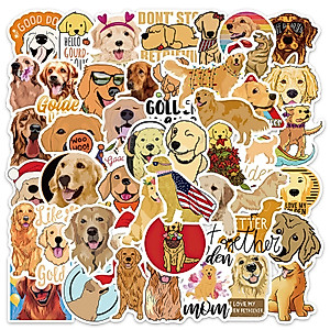 Golden Retriever Stickers for Water Bottles, 50 Pack/PCS Cute Animal Vsco Vinyl Aesthetic Waterproof Dog Stickers Decals Laptop Skateboard Computer Stickers for Teens Kids Girls (Golden Retriever)