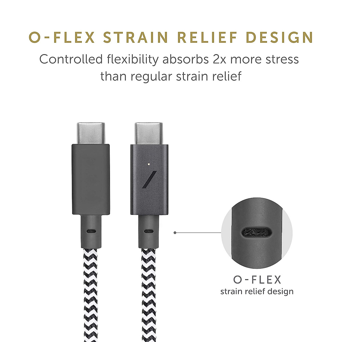 Native Union Type-C Belt Cable Pro - USB-C to USB-C 8ft Ultra-Strong Charging Cable with Leather Strap Compatible with MacBook Pro 2017-2020, MacBook Pro 13" M1/ M2, Air 13" M1, Surface Go 3 (Zebra)