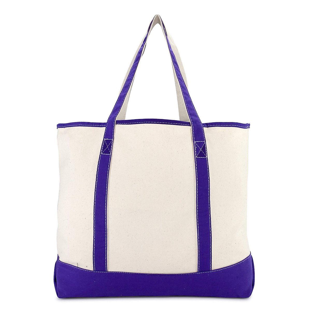 DALIX Women's Canvas Tote Bag Shoulder Bags Open Top Purple Monogram L