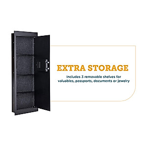 SnapSafe in Wall Long Gun Safe - Secure Heavy Duty Flush Security Safe with Digital Keypad - Use as a Gun Cabinet, Rifle Safe, or Home Safe for Valuables - Installs in Minutes, 44 x 16.25 x 4 Inches