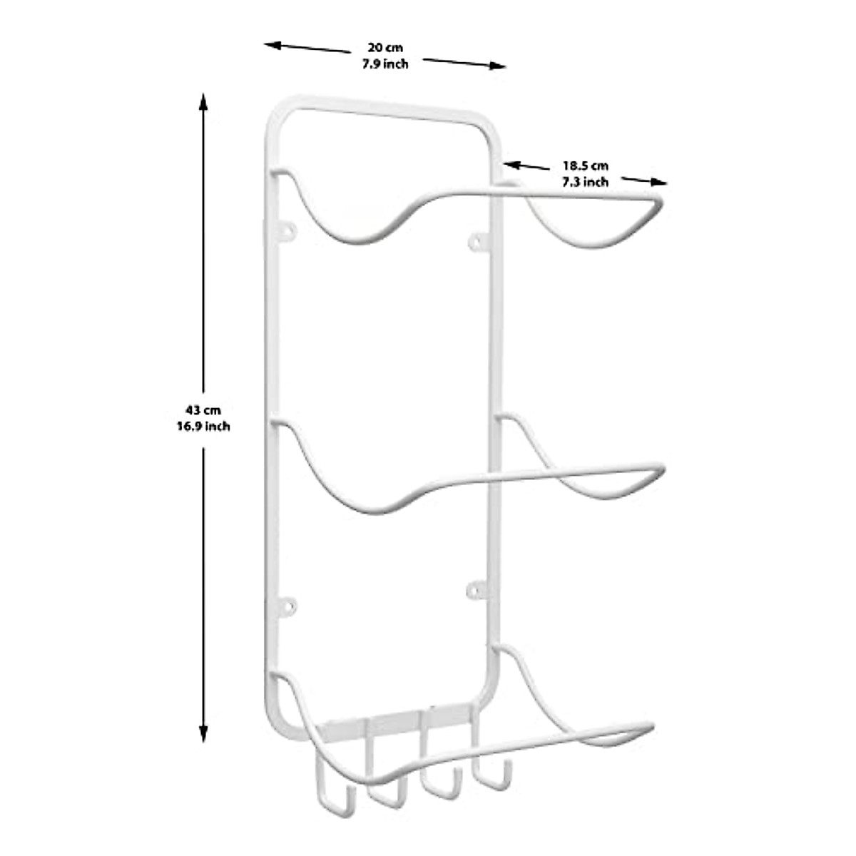 KOOLIST Yoga Mats Holder, Wall Mount, Rack for Yoga Mats or Towel Storage. 3 Shelf Contoured Design with additional 4 Hook Assembly