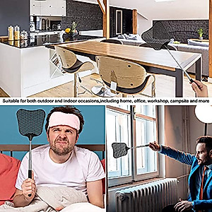 12 Pieces Telescopic Fly Swatter Extendable Plastic Flyswatter Manual Fly Swatter with Stainless Steel Retractable Pole for Indoor Outdoor Home and Office, Black