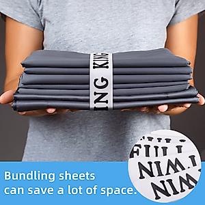 codree 8 Pieces Bed Sheet Organizer Bands- Sheet Keepers Closet Organization- Elastic Bed Sheet Storage- Bedding Bands for Foldable Bedsheet, Pillow Case, Duvet (Queen)