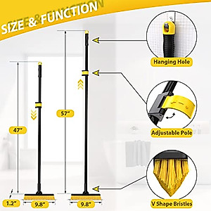 Bonpally Grout Scrub Brush with 57" Telescopic Handle, Shower Floor Brush Scrubber with V-shape Stiff Bristles,Grout Cleaner Brush for Cleaning Tile,Bathroom,Kitchen,Hard to Reach Corners Areas,Yellow