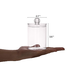 Tbestmax 3 Pack Plastic Cotton Swab Ball Pad Holder, 10 Oz Bathroom Organizer, Qtip Apothecary Jar Clear Container Dispenser