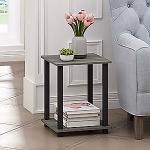 Furinno Simplistic Set of 2 End Table, French Oak Grey/Black