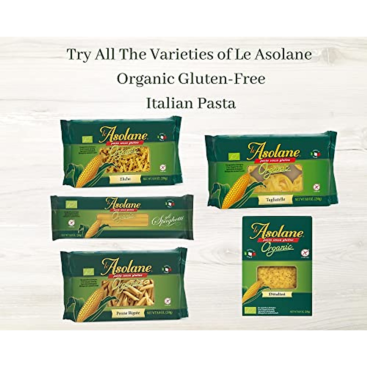 Le Asolane Certified Organic Gluten Free Ditalini Pasta | Authentic Imported Italian Gourmet Pasta from Select Premium Grade Corn Flour | 8.8 oz packages (Pack of 1)