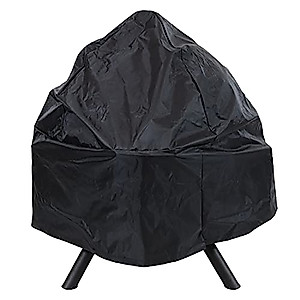 Sunnydaze Flaming Ball 30-Inch Wood-Burning Steel Fire Pit with Protective 200D PVC Cover and 16-Inch L Poker - Black