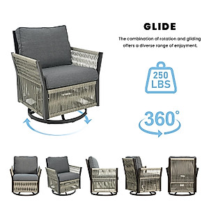 Swpormundo Outdoor Patio Furniture, 6 Pieces High Back Wicker Patio Furniture Set with Rocking Patio Chairs, Coffee Table for Garden, Porch, Backyard(Beige)