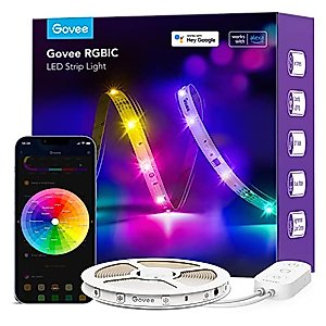 Govee RGBIC Alexa LED Strip Light 16.4ft, Smart WiFi LED Lights Work with Alexa and Google Assistant, Segmented DIY, Music Sync, Color Changing LED Strip Lights for Gaming Room, Bedroom, Cabinet, Desk
