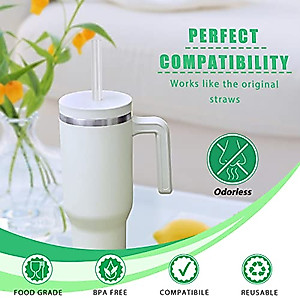 8Pcs Stanley Straws Replacement, 8Pcs Stanley Cup Straws with 2 Cleaning Brushes, Reusable Straws Compatible with Stanley 14/20/30/40 Oz Cup, Plastic Clear Straw Stanley Cup Accessories