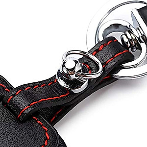 ROYALFOX 5 Buttons genuine leather smart keyless entry Remote Key Fob case Cover Keychain for Ford Edge Escape Explorer Flex Focus Taurus Fusion C-Max Lincoln MKS MKT MKX M3N5WY8609