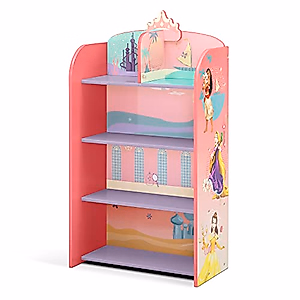 Disney Princess Wooden Playhouse 4-Shelf Bookcase for Kids by Delta Children - Greenguard Gold Certified, Pink
