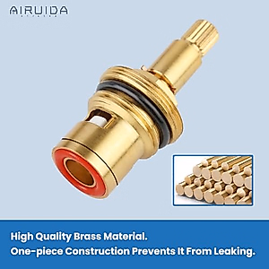 Airuida 52MM Anticlockwise Rotation Cartridge Replacement for Kitchen Faucet Valve 20 Teeth Brass Ceramic Disc Ceramic Stem for Exposed Shower System and Faucet Bathroom Water Control Tap Cartridge