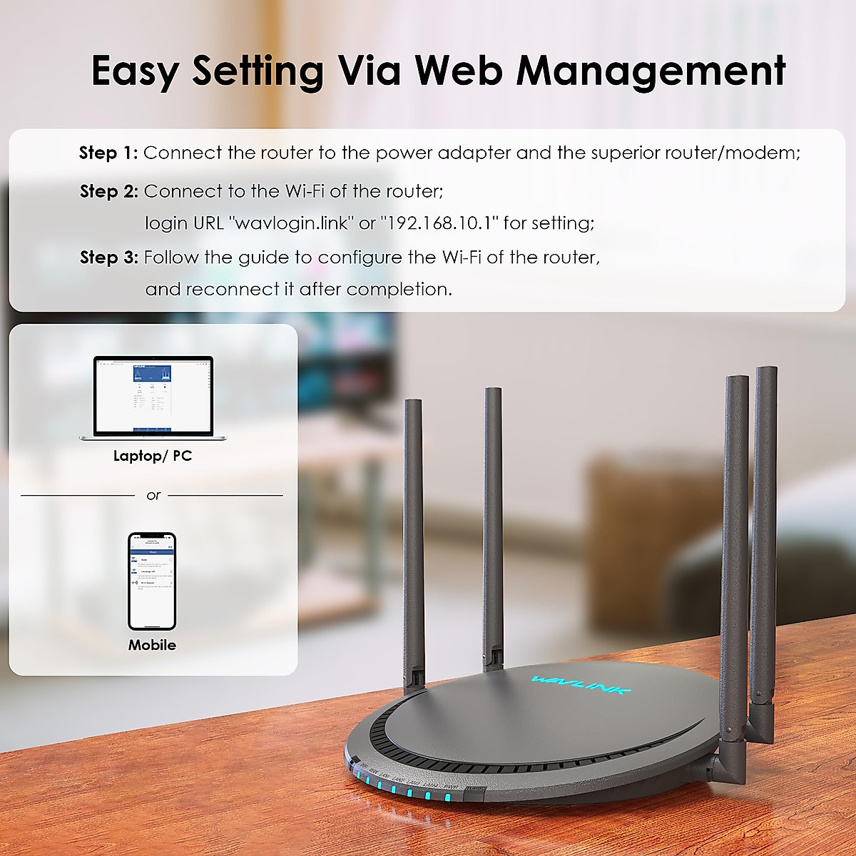 AC1200 WiFi Router Dual Band Wireless Internet Router,High Speed Wireless Router with 4x5dBi High-Gain Antennas for Online Game & HD Video,Provide More Reliable WiFi Connections and WiFi Speeds