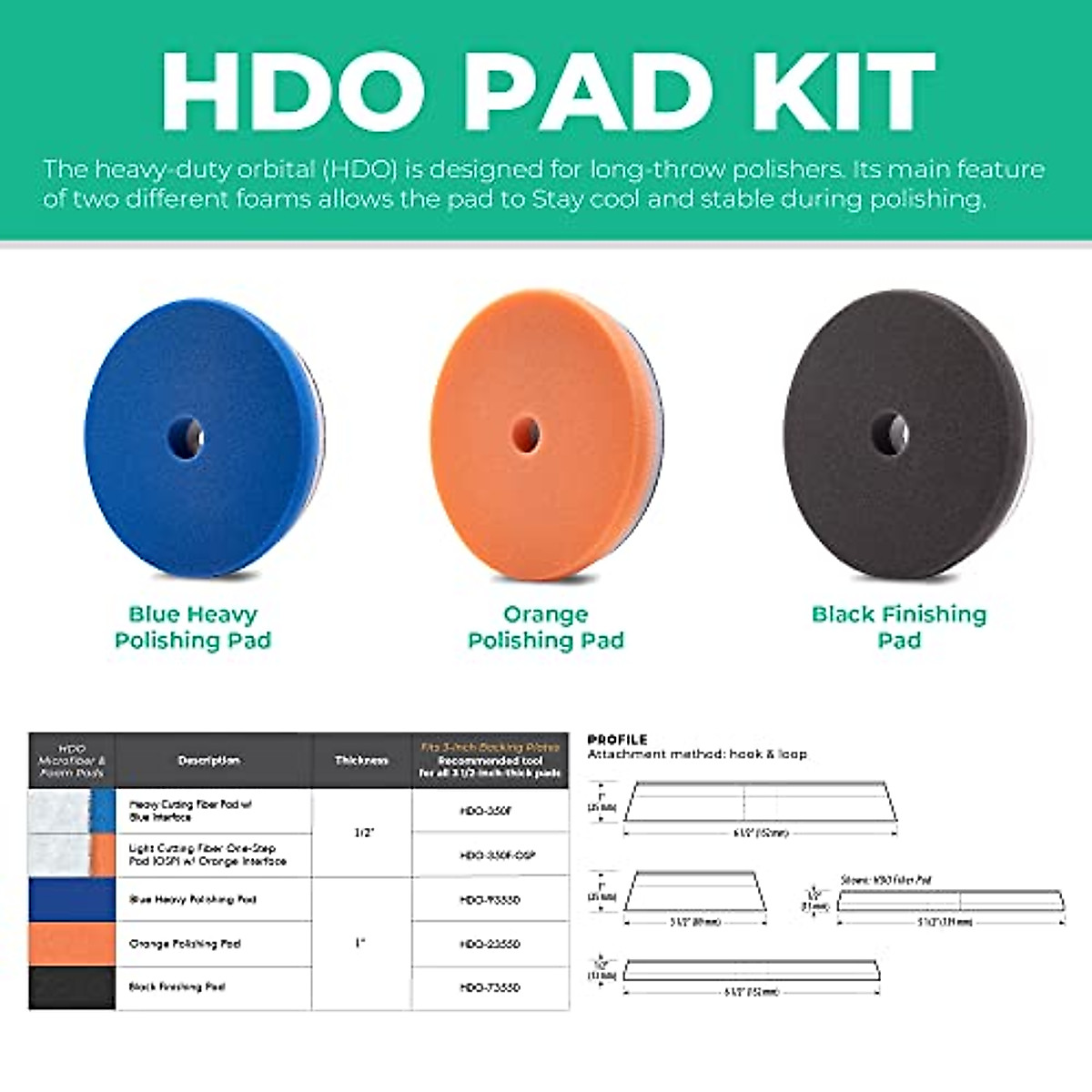 Lake Country HDO Heavy Cutting Microfiber Pad - Safe for All Paint and Finishes: Heavy Duty Orbital Cutting Pad Helps Remove Scratches, Swirls, Buffing Trails, and Oxidation (2 Pack, 5.5")
