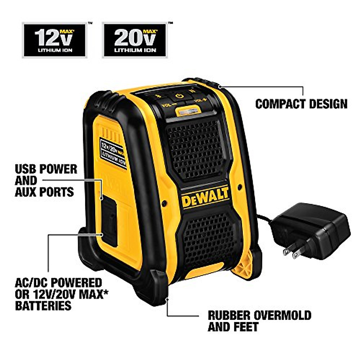 DEWALT 20V MAX* Bluetooth Speaker for Jobsite (DCR006)