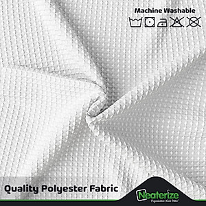 NEATERIZE Shower Curtain White - Hotel Style Shower Curtains for Bathroom with Waffle Design, 72x72 Inches - White Fabric Shower Curtain - Cortinas de Baño Elegantes