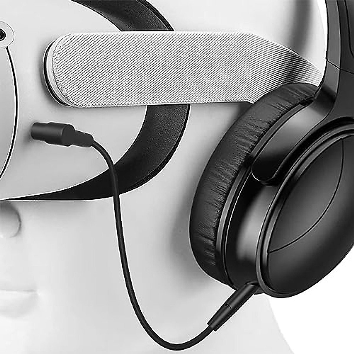 Geekria VR Short Audio Cable Compatible with Oculus Quest 2, HTC Virtual Reality Headset, 3.5mm Male to 2.5mm Male Cord, TRS Replacement Cable for Headphones (2 Pack / 1ft)