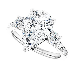 925 Silver, 10K/14K/18K Solid Gold Moissanite Engagement Ring, 4 CT Pear Cut Handmade Solitaire Ring Diamond Wedding Ring for Women/Her, Anniversary Propose Gifts, VVS1 Colorless