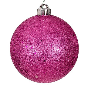 Vickerman 10" Hot Pink Sequin Ball Ornament, 1 per Bag.
