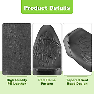 Mofun Solo Driver Seat Compatible with Harley Touring Street Road Electra Glide Road King Bagger Dresser, Black Flame 2008-2023, Double Row