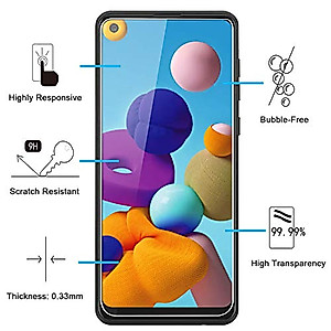 NEW'C [3 Pack] Designed for Samsung Galaxy A21 Screen Protector Tempered Glass, Case Friendly Ultra Resistant