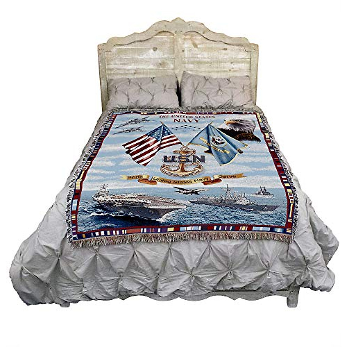 Pure Country Weavers PCW - US Navy Blanket - Gift Military Tapestry Throw Woven from Cotton - Made in The USA (72x54)