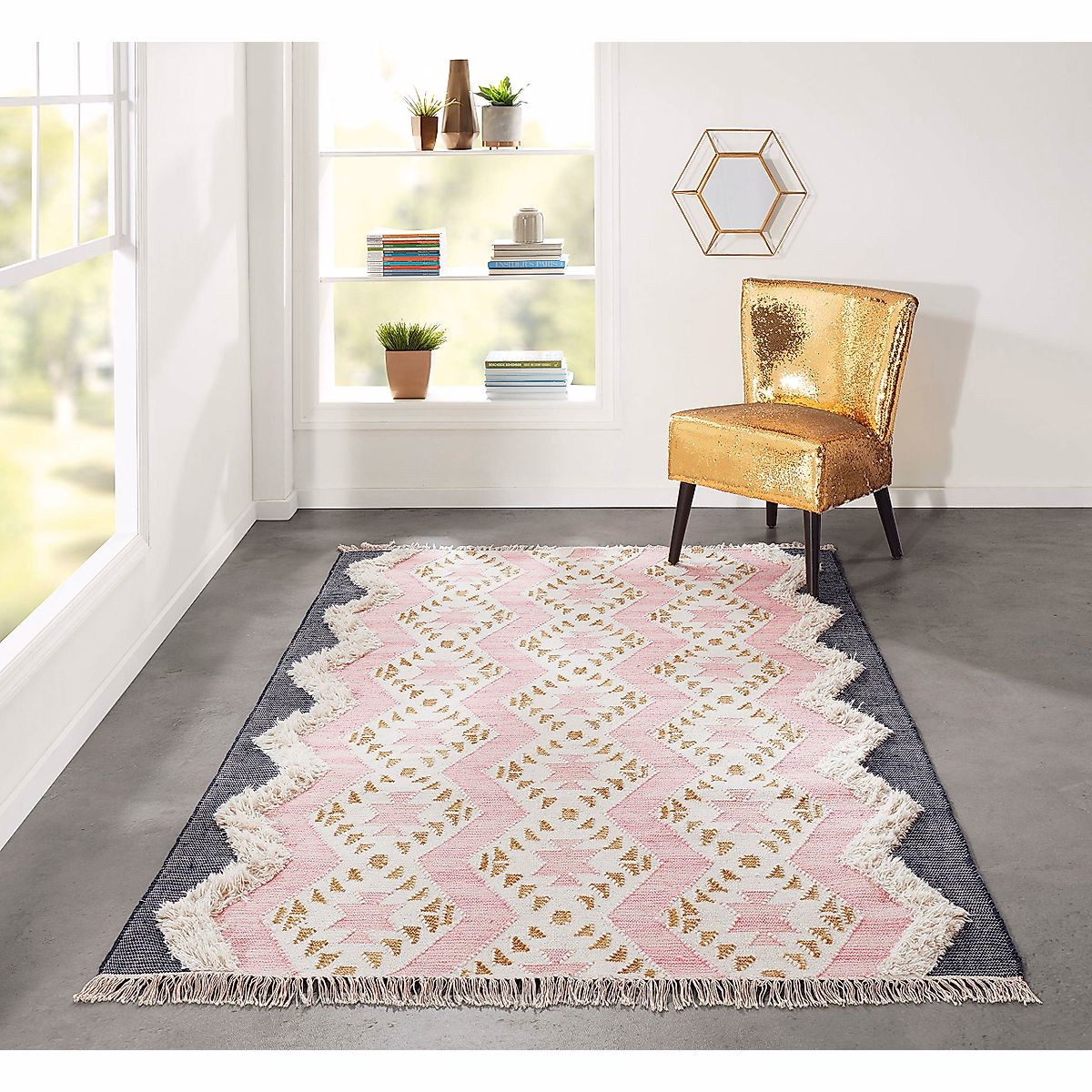 Novogratz by Momeni Rugs Indio 100% Wool Hand Made Contemporary Area Rug, 3' X 5', Pink (INDIOIND-1PNK3050)