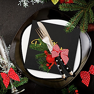 Apriciti Cocktail Napkins Black Gold Napkins, 30th Anniversary Party Cocktail Napkins Paper with Gold Foil Words for Thirty Birthday Anniversary Celebration Decorations（Black-Thirty, 20 Count ）