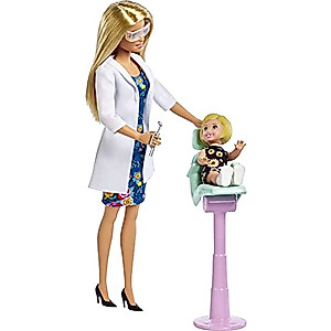 Barbie Careers Doll & Playset, Dentist Theme with Blonde Fashion Doll, 1 Patient Doll, Furniture & Accessories