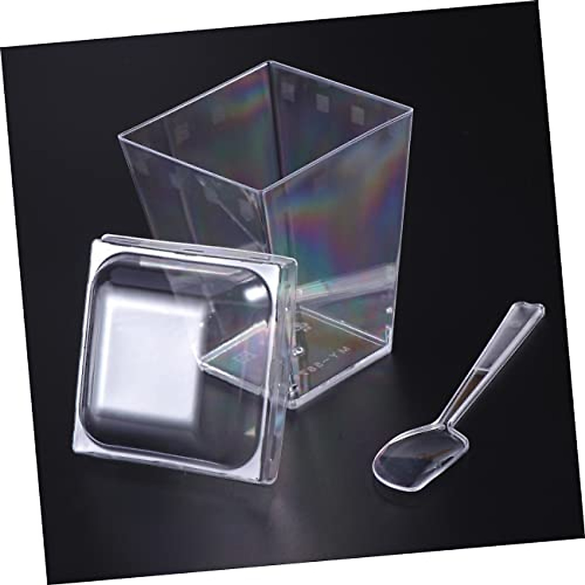 Healeved 20 Sets dessert cup wedding favors jars dessert tumbler cups parfait cups with lids mousse cup clear container with lid appetizer bowls appetizer cup square cube cup jelly cake cup