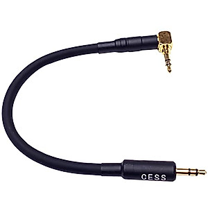 CESS-072 Right Angle to Straight 3.5mm Short Aux Stereo Audio Cable, 6-inch