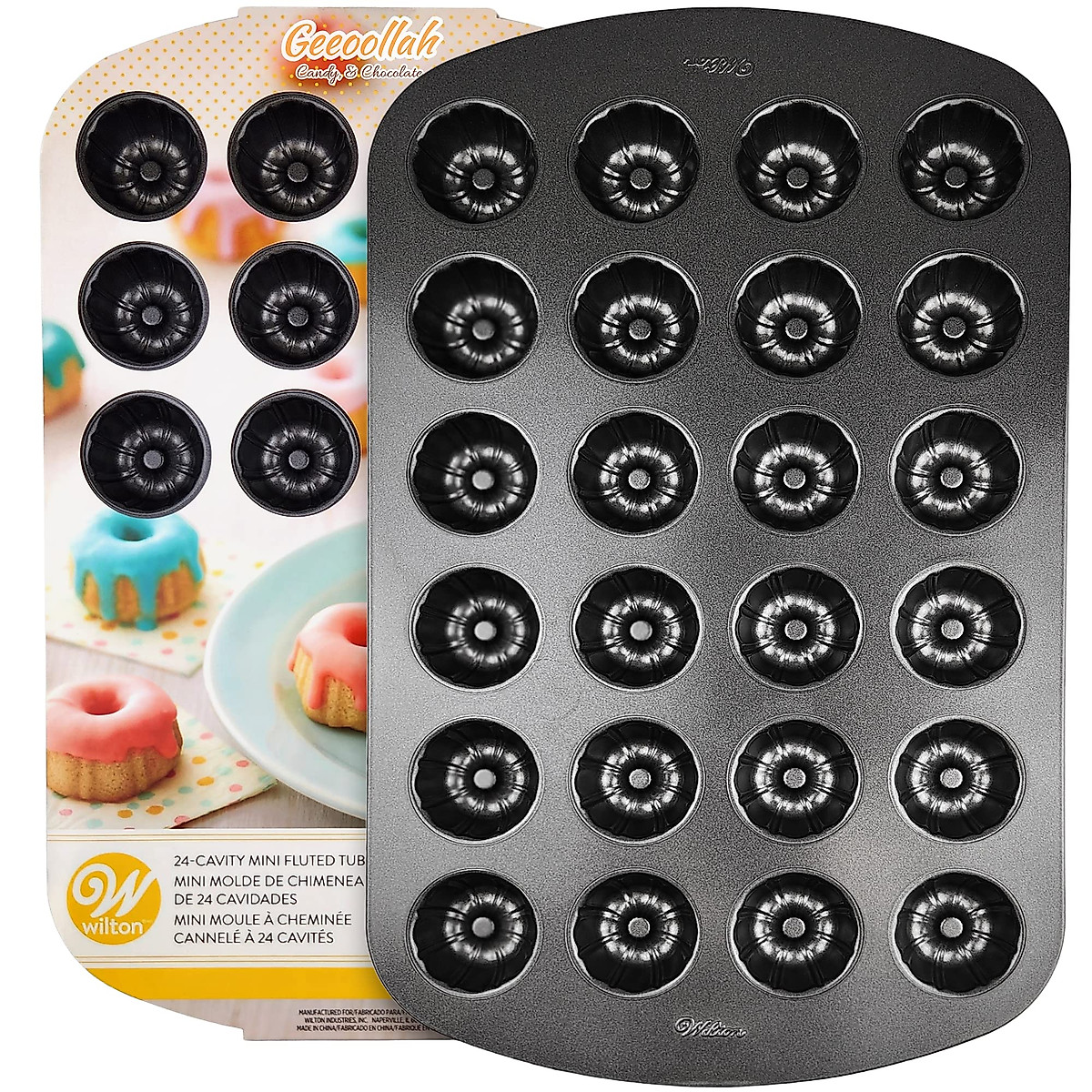 Wilton Mini Fluted Tube Pan – 24-Cavity Cake Pan – Easy To Use Cupcake Pan for Unique Baking Goods – Durable and Reliable Steel Pan with Non-Stick Coating – 16.5 x 10.5 inches