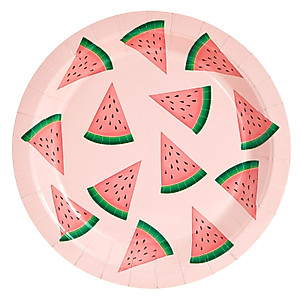 288-Pieces Watermelon Party Supplies with Plates, Napkins, Cups, and Cutlery, One In A Melon Party Decorations for Girls Summer Birthday Party, Baby Shower (Pink, Serves 48)