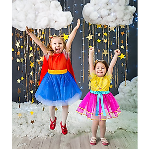 Jeowoqao Girls Dress up Trunk Princess Set, 24Pcs Pretend Play Costume Set, Fairytale, Supergirl, Princess, Rainbow Girls Costume for Toddler/Little Girls Ages 3 4 5 6 Years