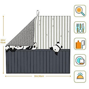 Funny Baby Panda Printed Drying Mat For Kitchen Ultra Absorbent Microfiber Dishes Drainer Mats Non-Slip Silicone Quick Dry Pad - 18 X 16inch