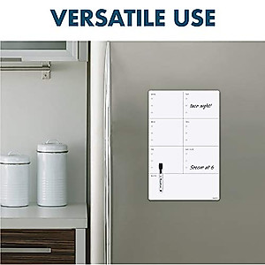 Quartet Magnetic Weekly Planner Dry Erase Board, 11" x 17", Small White Board for Fridge, Home School Supplies or Home Office Decor, Frameless, Includes 1 Dry Erase Marker (63540)