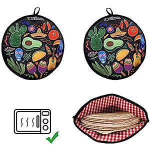 Tortillada - 12 Inch Tortilla Warmer/Heat Container microwaveable made of cotton/polyester (Black)