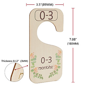 Dabancy Wooden Baby Closet Dividers - Set of 10 from Newborn to Toddler and 2 Blanks with Velvet Bag,Wooden Nursery Closet Dividers for Baby Clothes- [box]