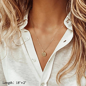 Vjoypro Gold Initial Necklaces for Women Trendy, 14K Gold Initial J Letter Dainty Gold Choker Coin Pendant Necklace Y Necklaces Trendy Jewelry Gifts for Women Teen