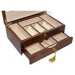 Bello Collezioni - Via Del Corso Luxury Briar Wood Men's/Women's Jewelry Box. Made in Italy