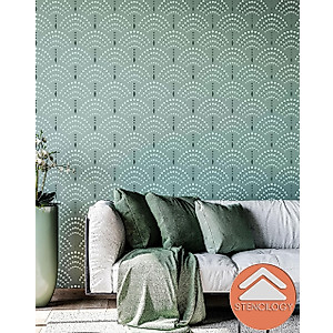 STENCILOGY® / KARASU - 23.6" x 39.4" XL Wall Stencil, Vintage Sashiko Stencil, Large Allover Wall Stencils for Painting, Large Ethnic Geometric Wall Stencil