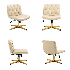 Targawerelax Criss Cross Desk Chair, Adjustable Office Chair no arms, Crisscross Chair, Home Office Desk Chairs no Wheels Cross Legged Office Chair Vanity Chair Computer pc Chair for Small Spaces