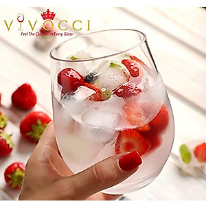 Vivocci Unbreakable Elegant Plastic Stemless Wine Glasses 20 oz | 100% Tritan Heavy Base | Shatterproof Glassware | Ideal For Cocktails & Scotch | Perfect For Homes & Bars | Dishwasher Safe | Set of 2