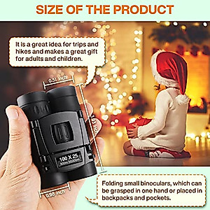 100x25 High Power Compact Binoculars with Clear Low Light Vision, Large Eyepiece Waterproof Binocular for Adults Kids, Easy Focus Bird Watching, Outdoor, Hunting, Travel