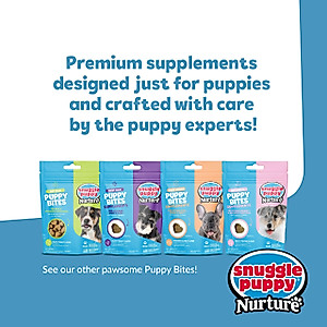 Snuggle Puppy Day Calm Puppy Bites - Calming Chew Bites for Dogs - Dog Supplement to Help with Separation Stress & Relaxation - Puppy Chew Bites with Colostrum, Chamomile & Ashwagandha - 60 Soft Chews