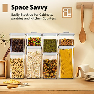 Uamector Pop Container Sets, 2-Piece Large Airtight Food Storage Containers, BPA-Free Air Tight Stackable Dry Cereal Container, Pantry Organization and Storage Cereal Snack Sugar Coffee (2 * 2.9Qt)