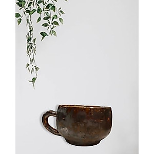 Handmade Ceramic Coffee Cup (Brown-Gold)